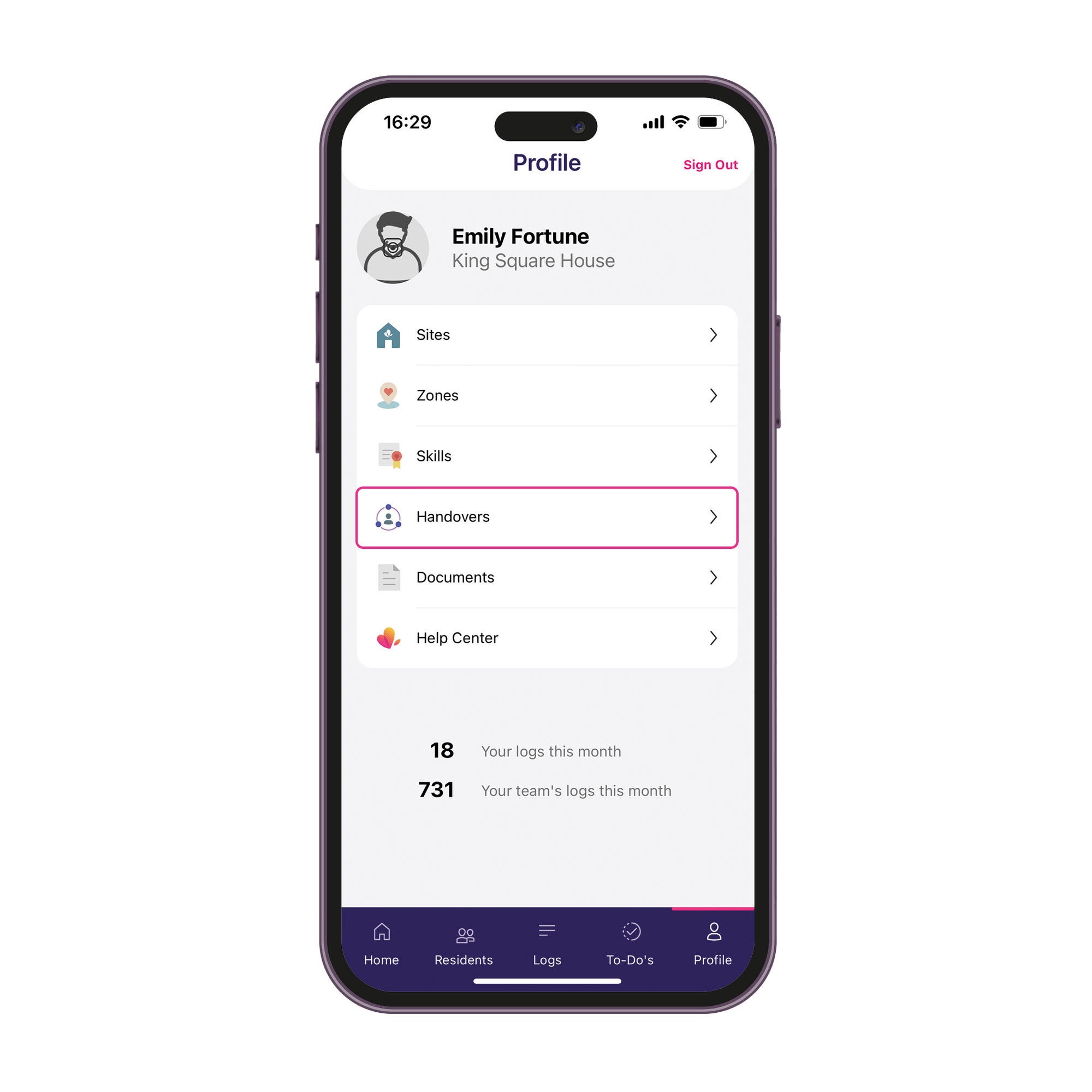 Handovers | Log my Care Handovers | Log my Care